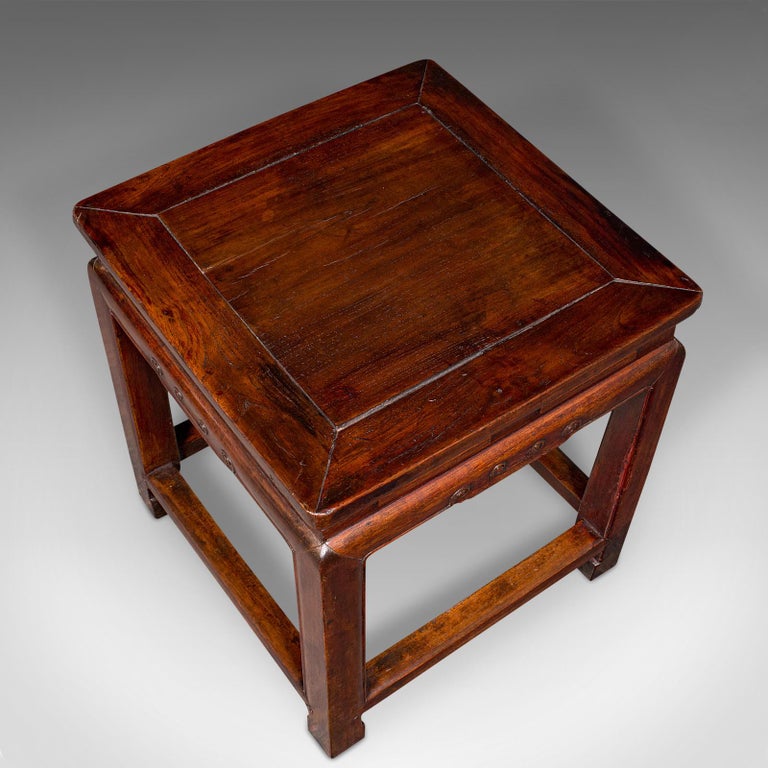 Small Antique Occasional Table, Oriental, Chinese Elm, Accent Stool ...