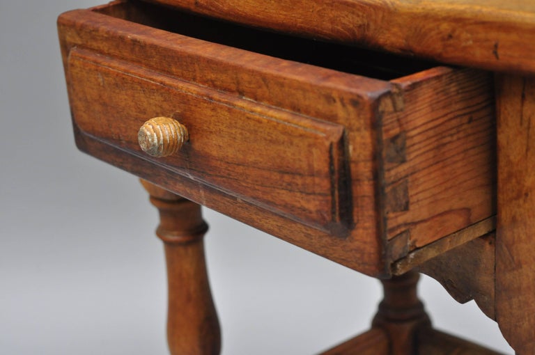 Small Antique Pine Wood One Drawer Side Table Work Stand Country ...