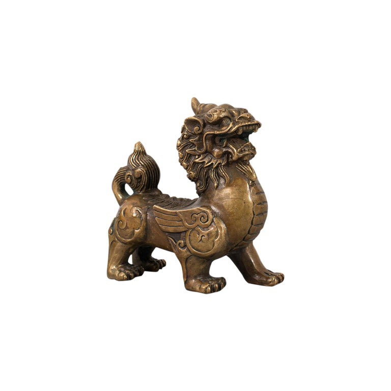 Small Antique Pixiu Statue, Oriental, Brass, Mythology, Figure ...