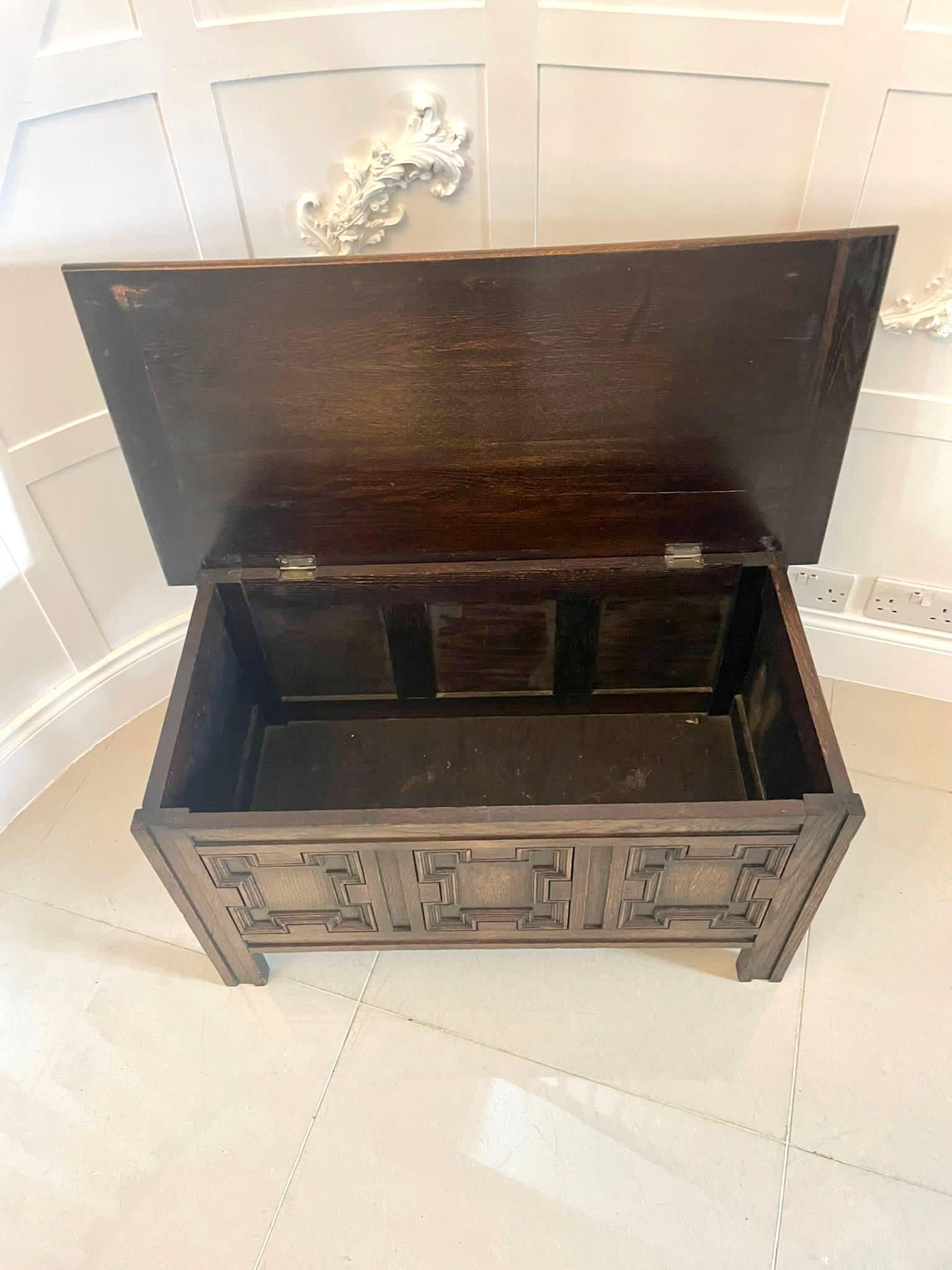 Small Antique Quality Oak Coffer For Sale at 1stDibs