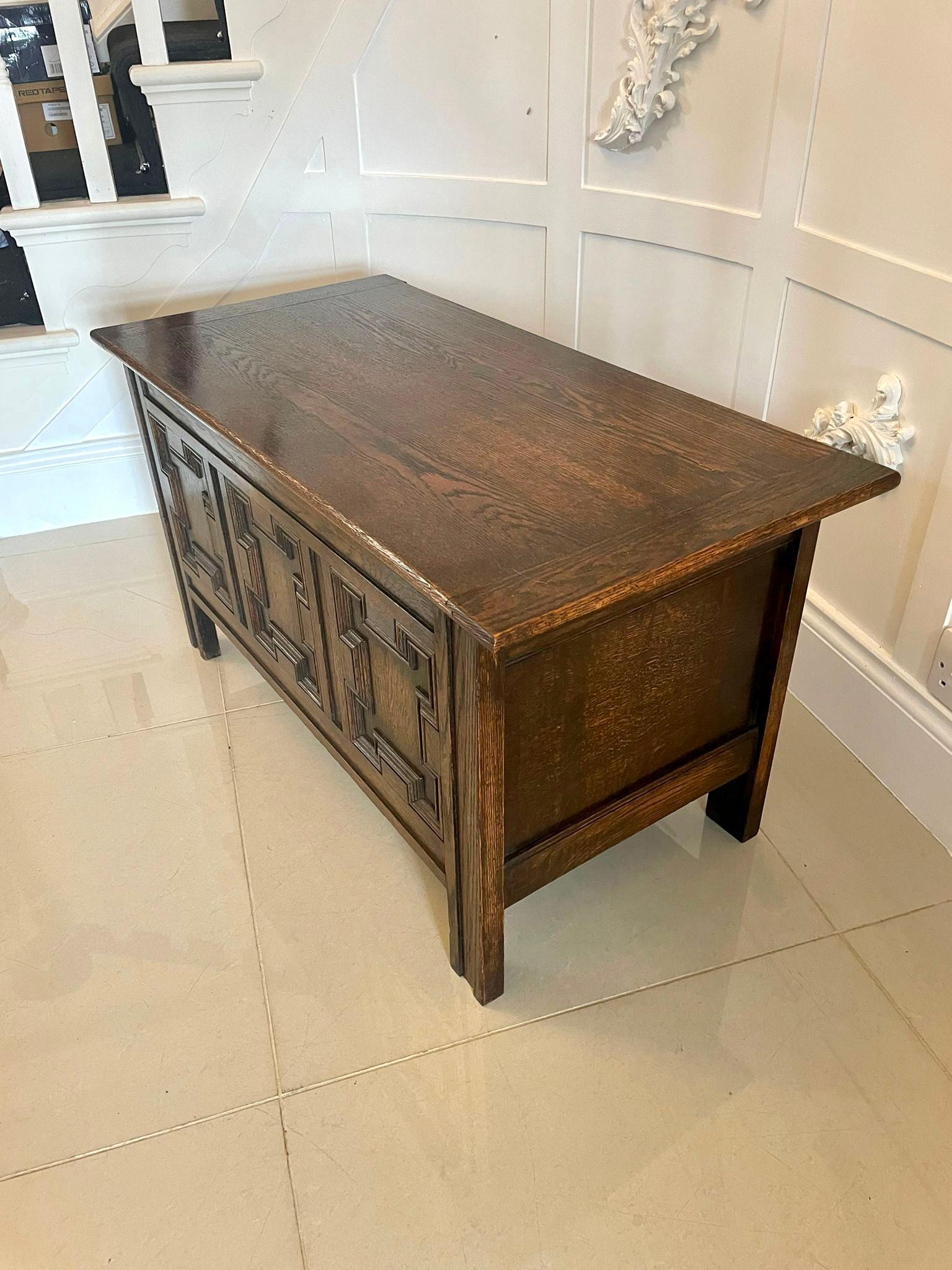 Small Antique Quality Oak Coffer For Sale at 1stDibs