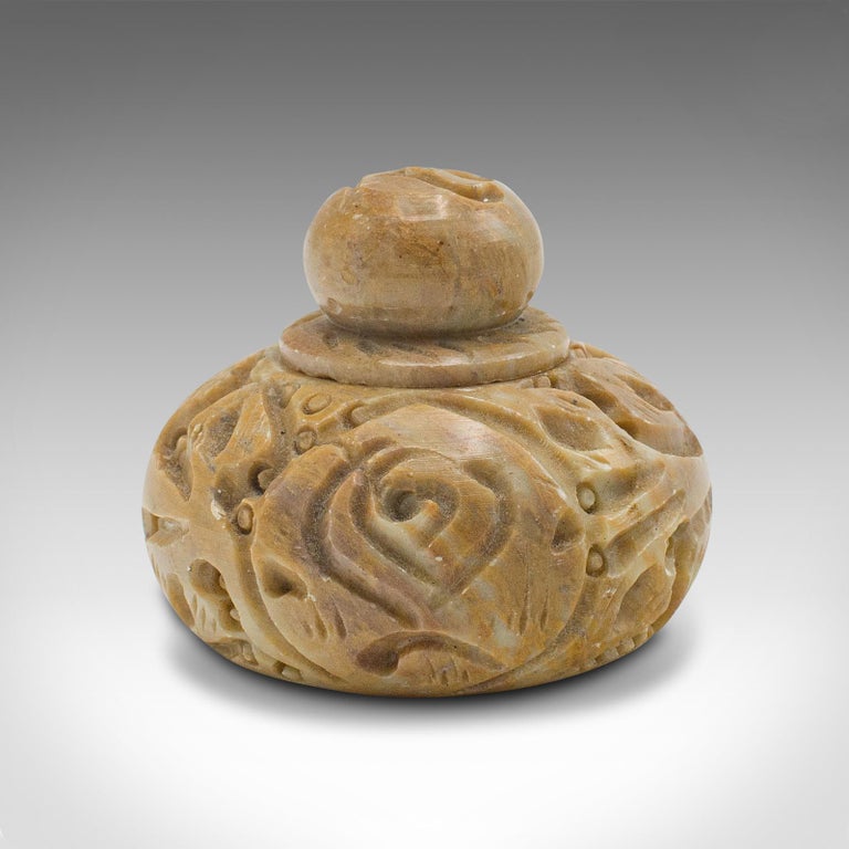 Small Antique Snuff Pot Chinese Carved Marble, Lidded Jar Victorian ...