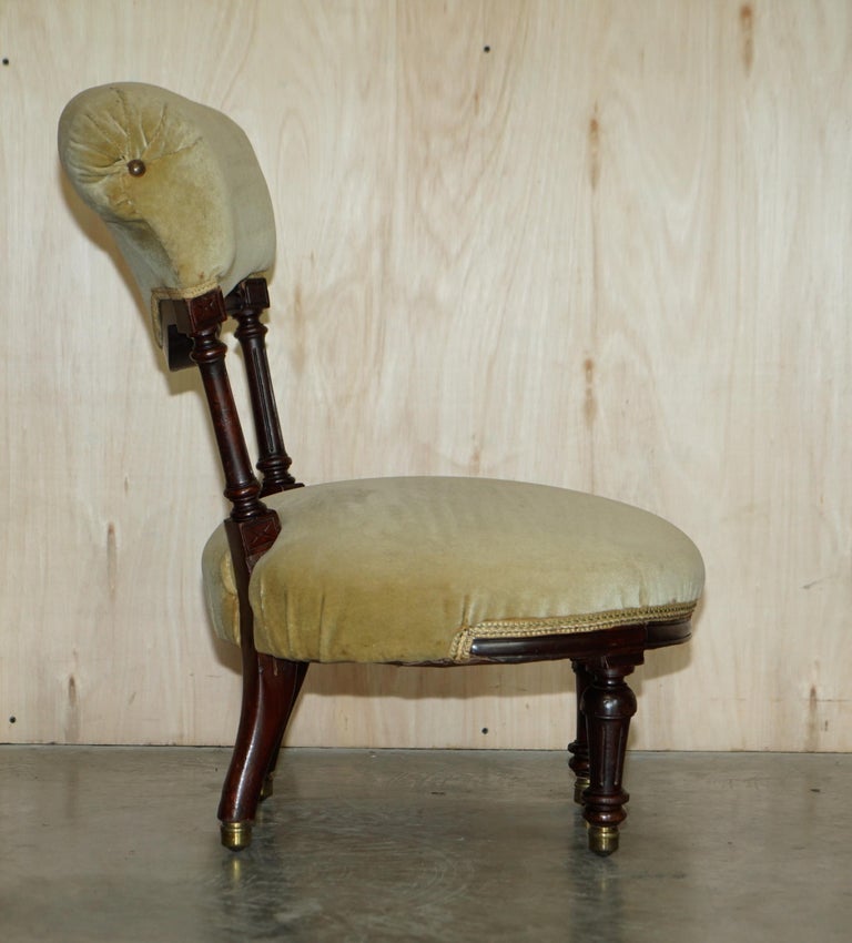Small Antique Victorian Nursing Chair circa 1860 Carved Hardwood Frame ...