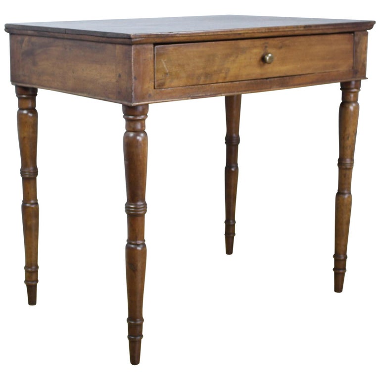 Small Antique Walnut Writing Table with Turned Legs at 1stDibs