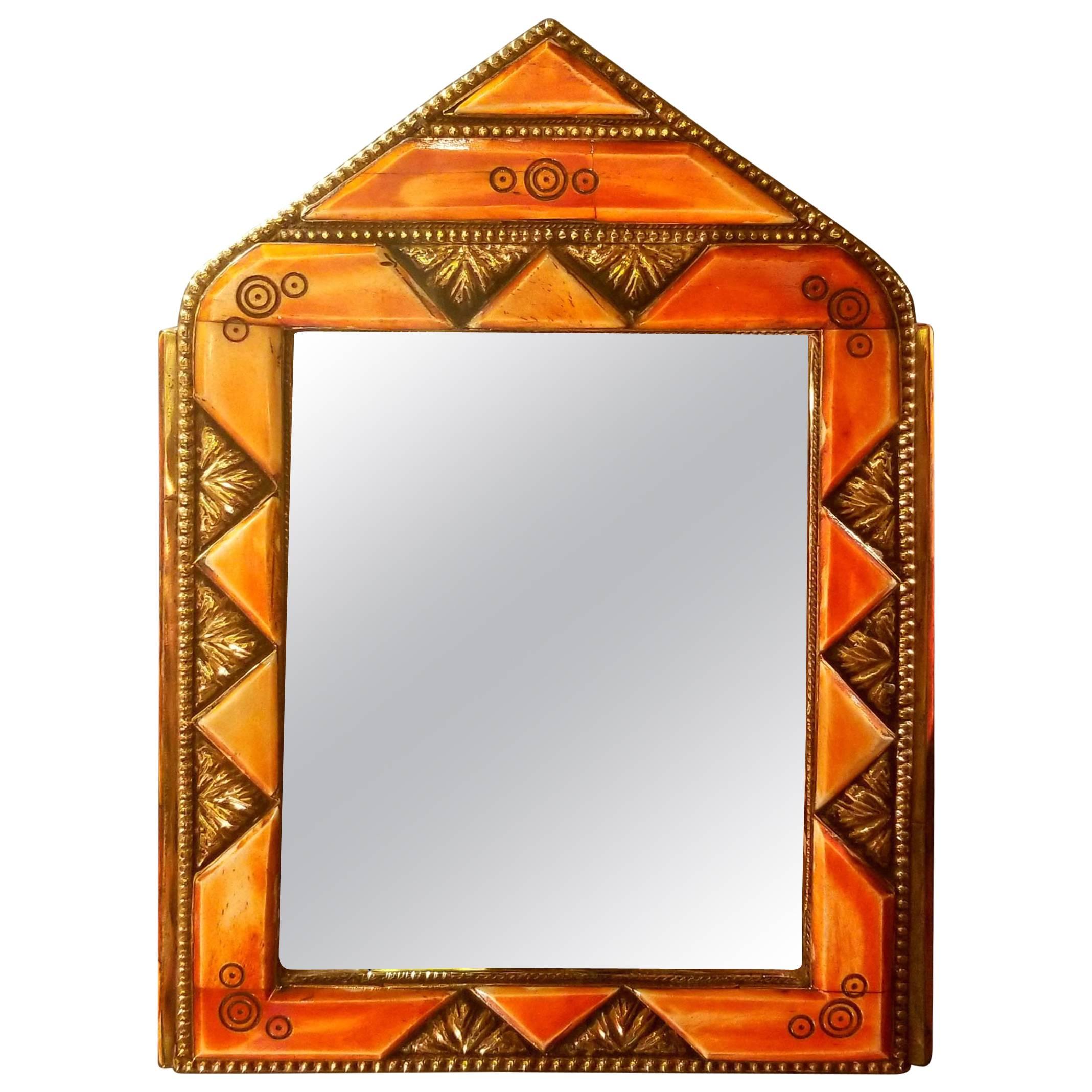 Small Arched Orange Camel Bone Mirror, Marakech For Sale at 1stDibs