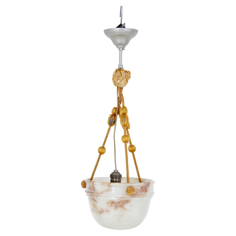 Small art deco alabaster hanging pendant light For Sale at 1stDibs
