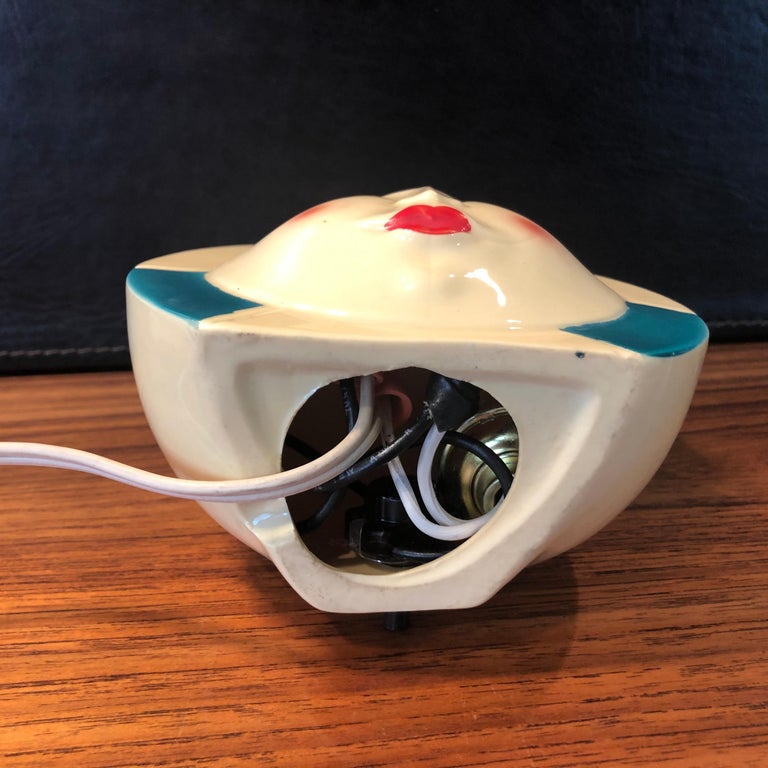 Small Art Deco Ceramic Lamp with Face at 1stDibs