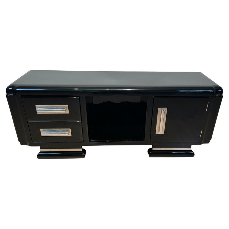 Small Art Deco Lowboard, Black Lacquer and Metal, Italy, Circa 1940 For ...