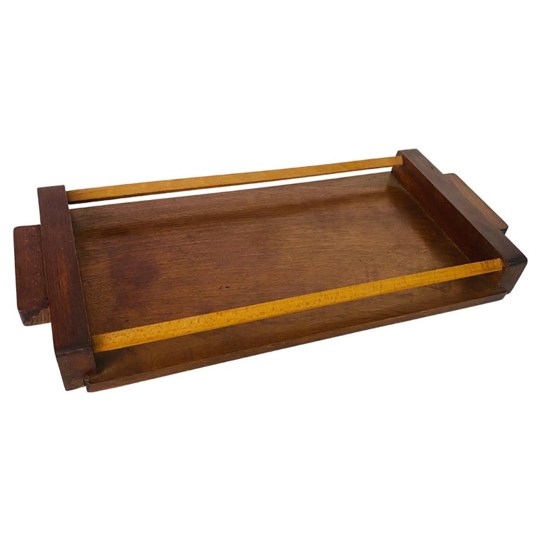 Small Art Deco Platter in Wood, Brown and Beige Color, France circa ...