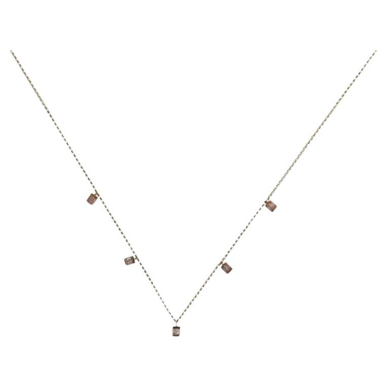 Small Baguette Line Linear Diamond Necklace Pendant For Sale at 1stDibs