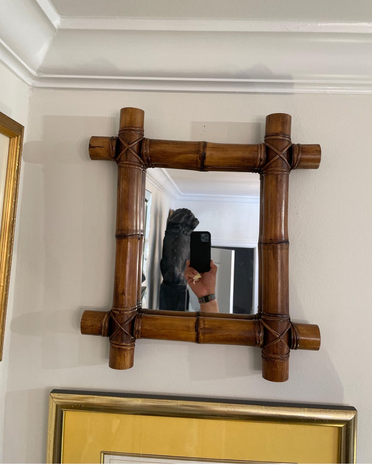 Small Bamboo Mirror For Sale at 1stDibs