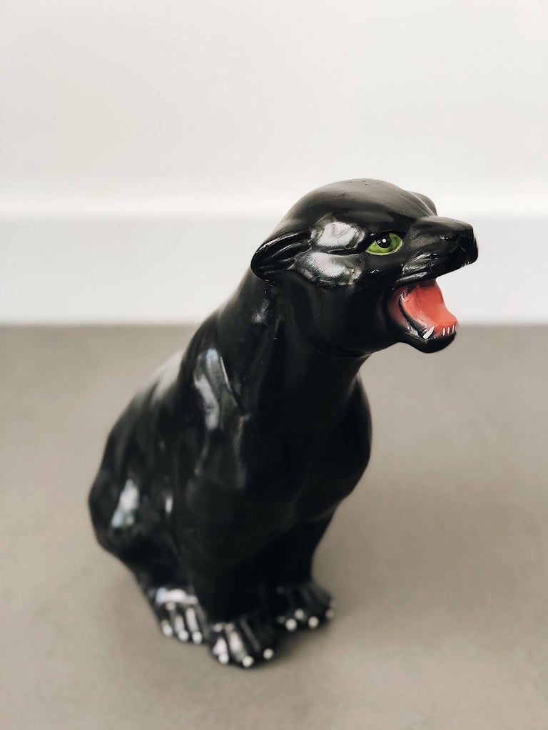 Small Black Panther Ceramic Sculpture, Italy, 1960s. at 1stDibs