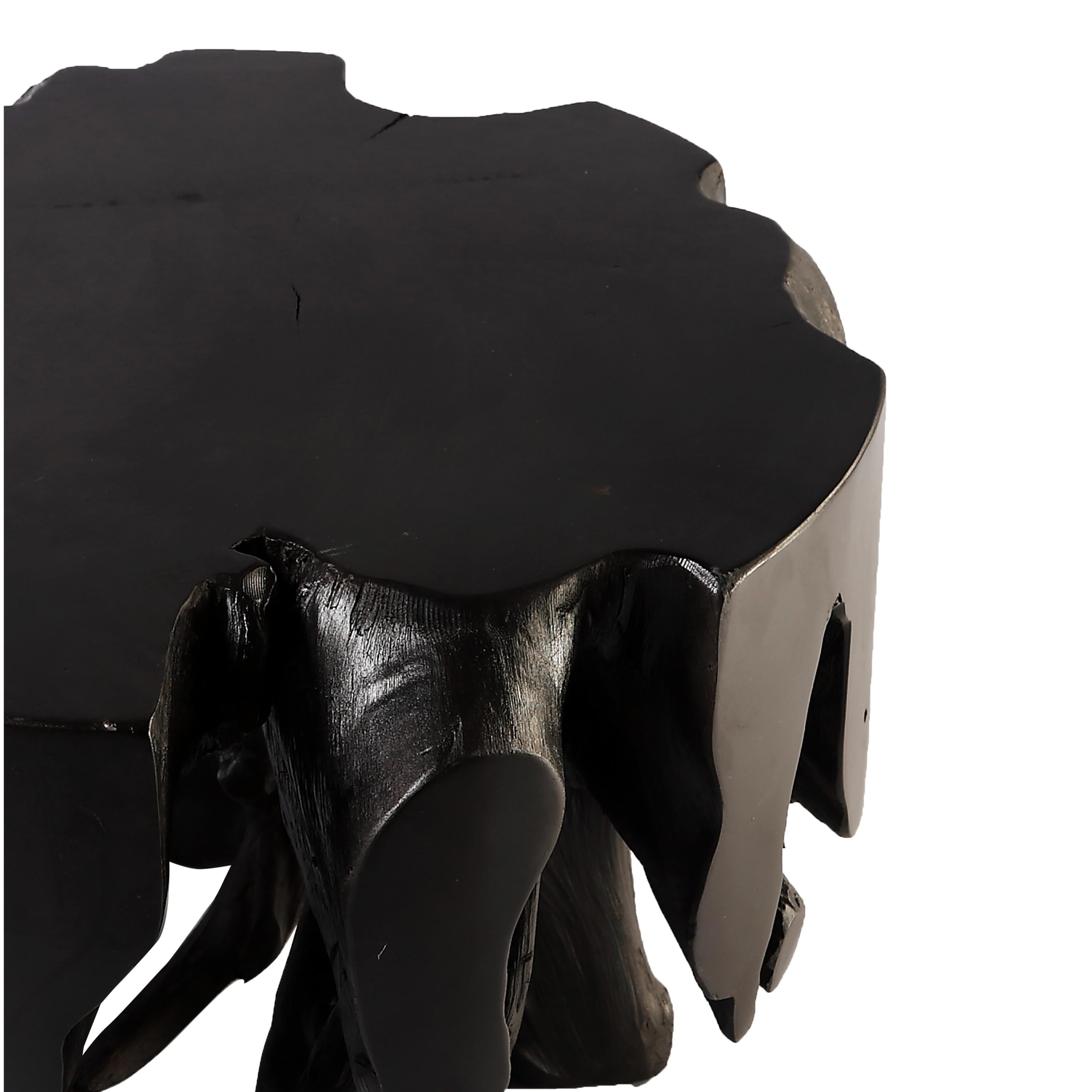 Small Black Round Teak Root Coffee Table For Sale at 1stDibs