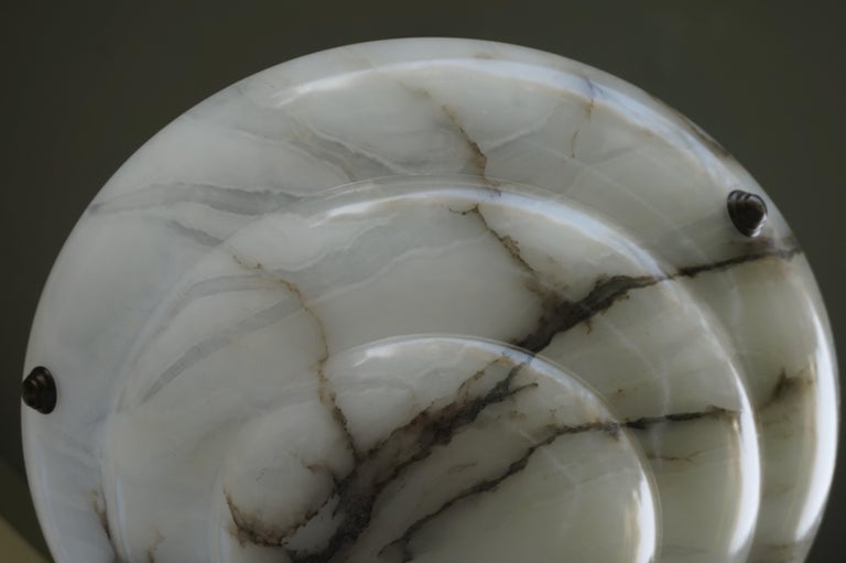 Small Black and White 1920s Alabaster Pendant Light / Excellent ...