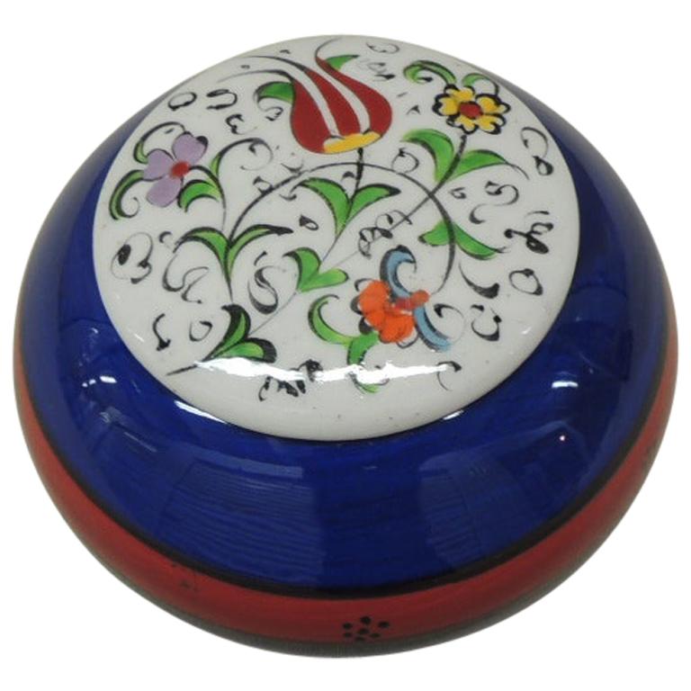 Small Blue and Red Floral Decorative Box at 1stDibs