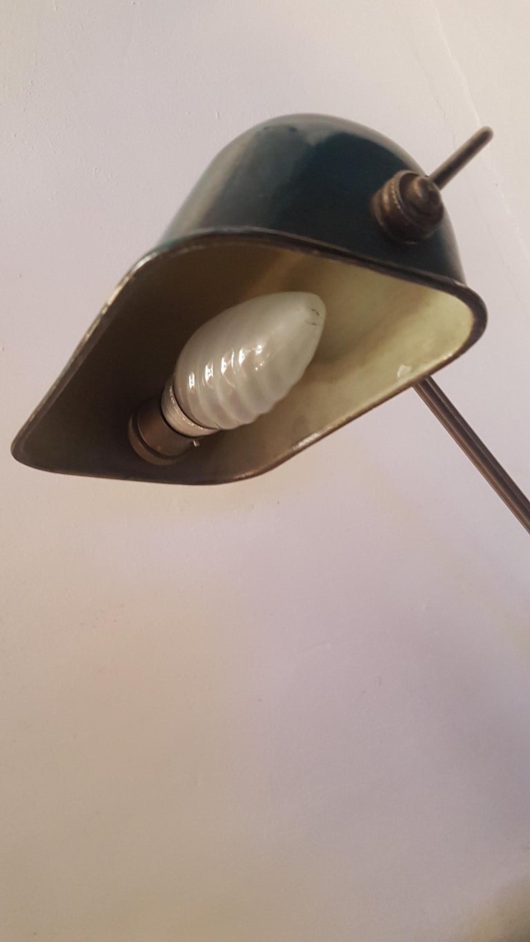 Small Blue Enameled and Chrome Bankers Lamp For Sale at 1stDibs