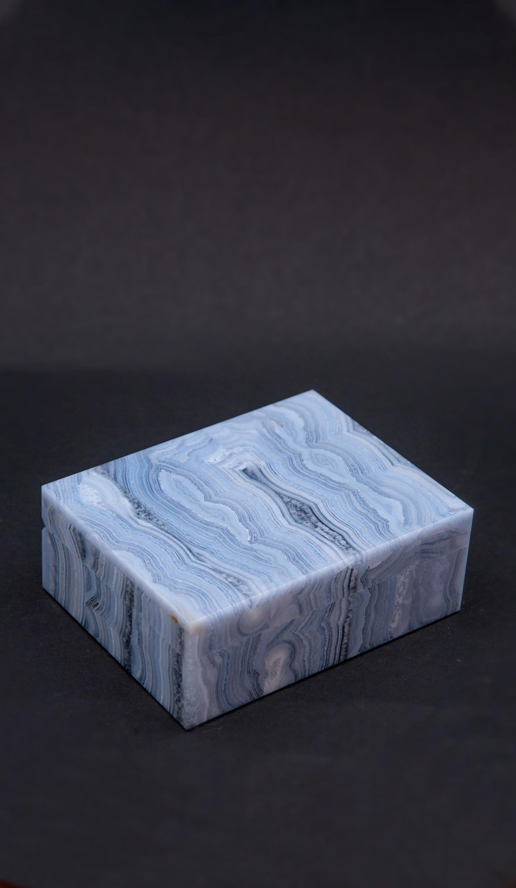 Small Blue Lace Agate Hinged Stone Box at 1stDibs