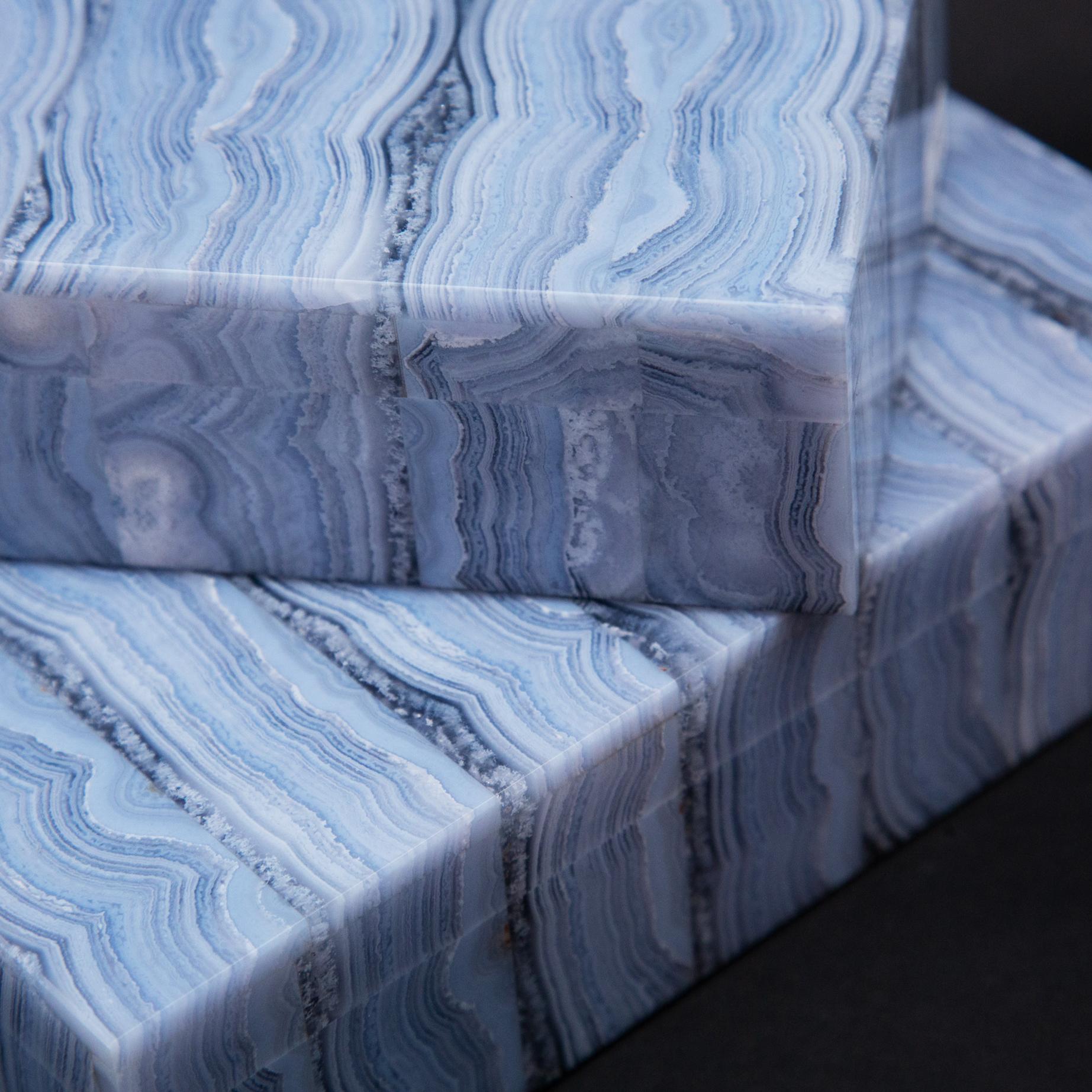 Small Blue Lace Agate Hinged Stone Box at 1stDibs