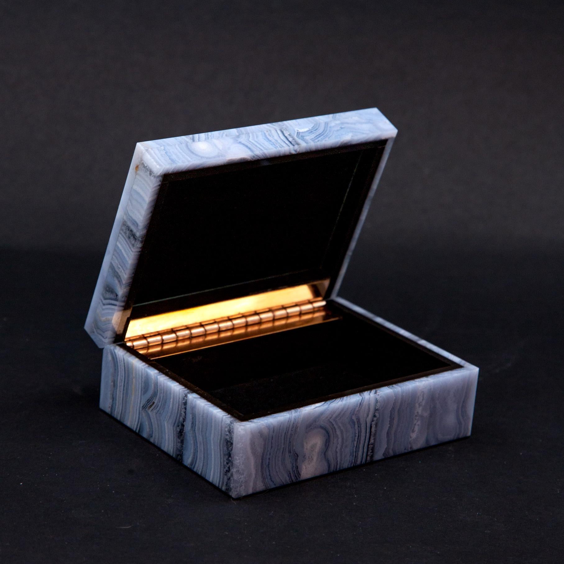 Small Blue Lace Agate Hinged Stone Box at 1stDibs