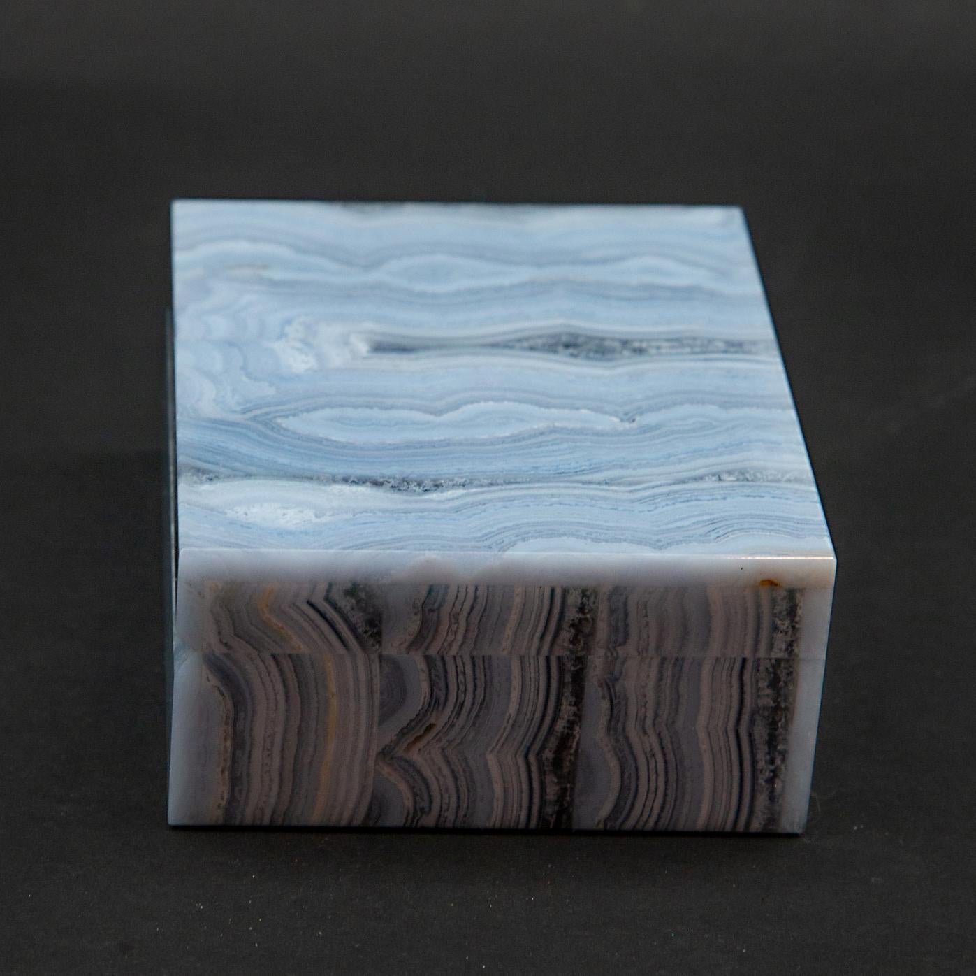 Small Blue Lace Agate Hinged Stone Box at 1stDibs