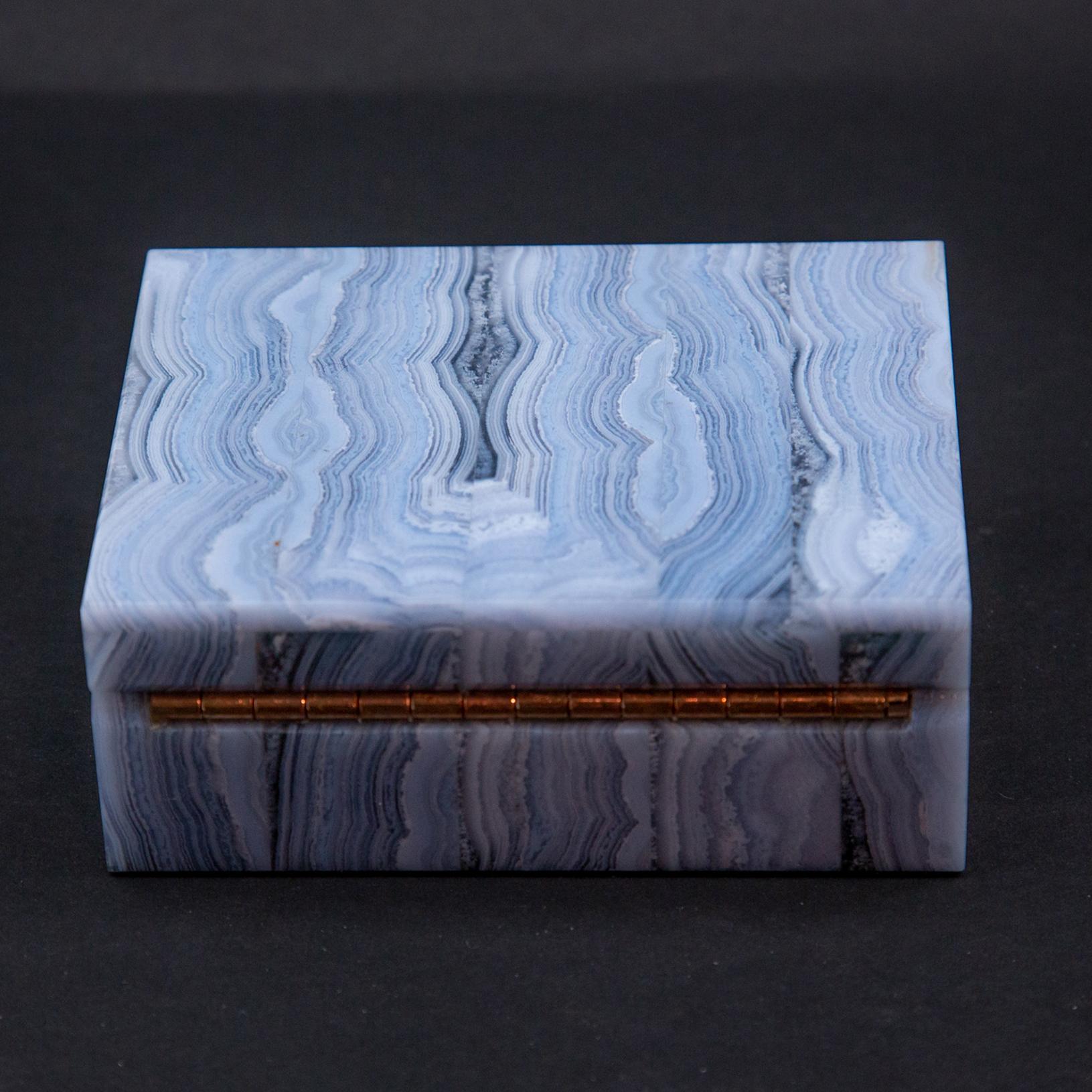 Small Blue Lace Agate Hinged Stone Box at 1stDibs