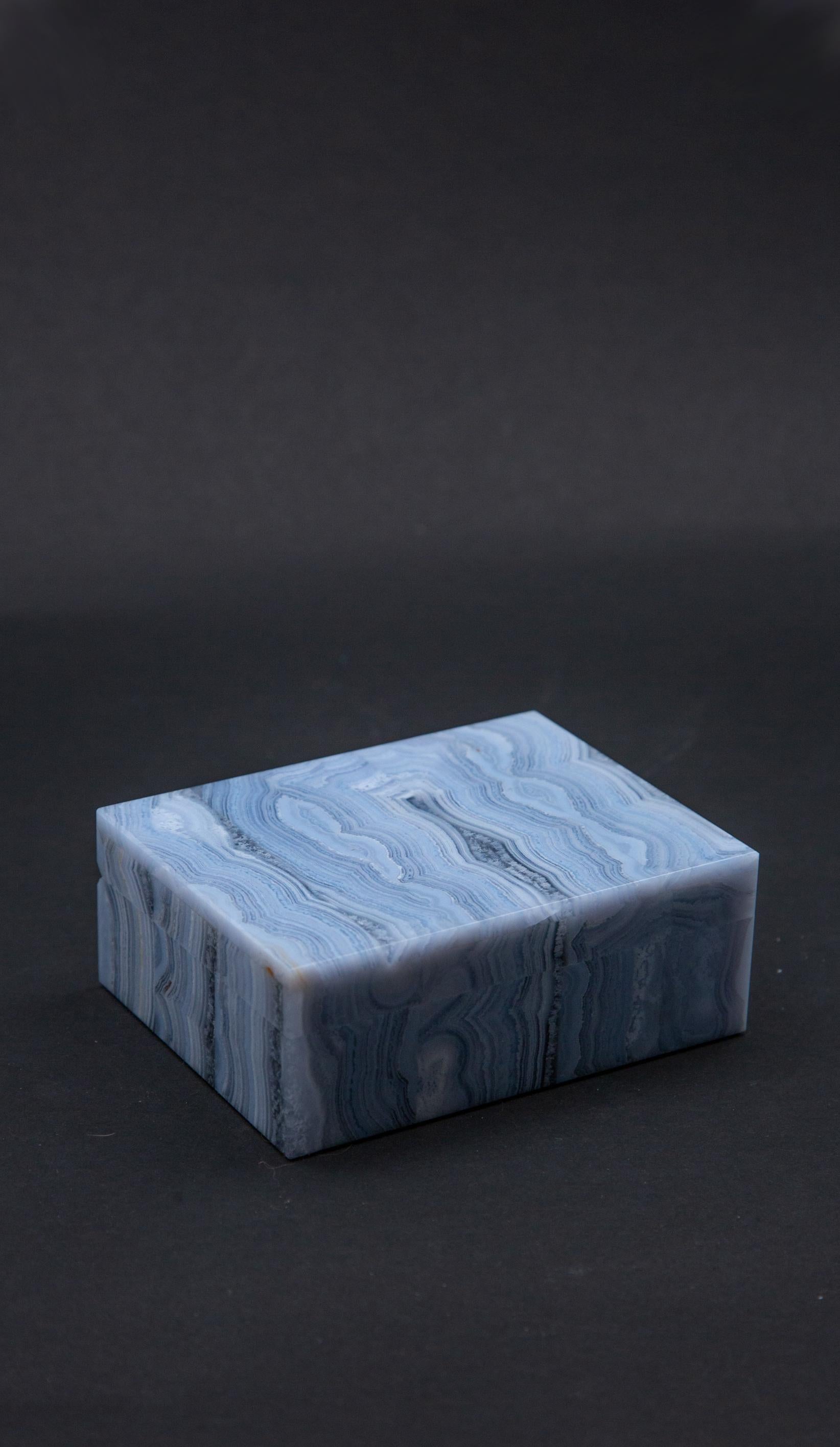 Small Blue Lace Agate Hinged Stone Box at 1stDibs