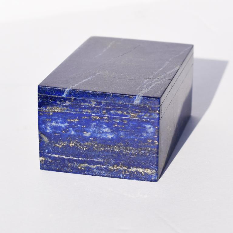 Small Blue Lapis Lazuli and Marble Stone Rectangular Jewelry or Trinket ...