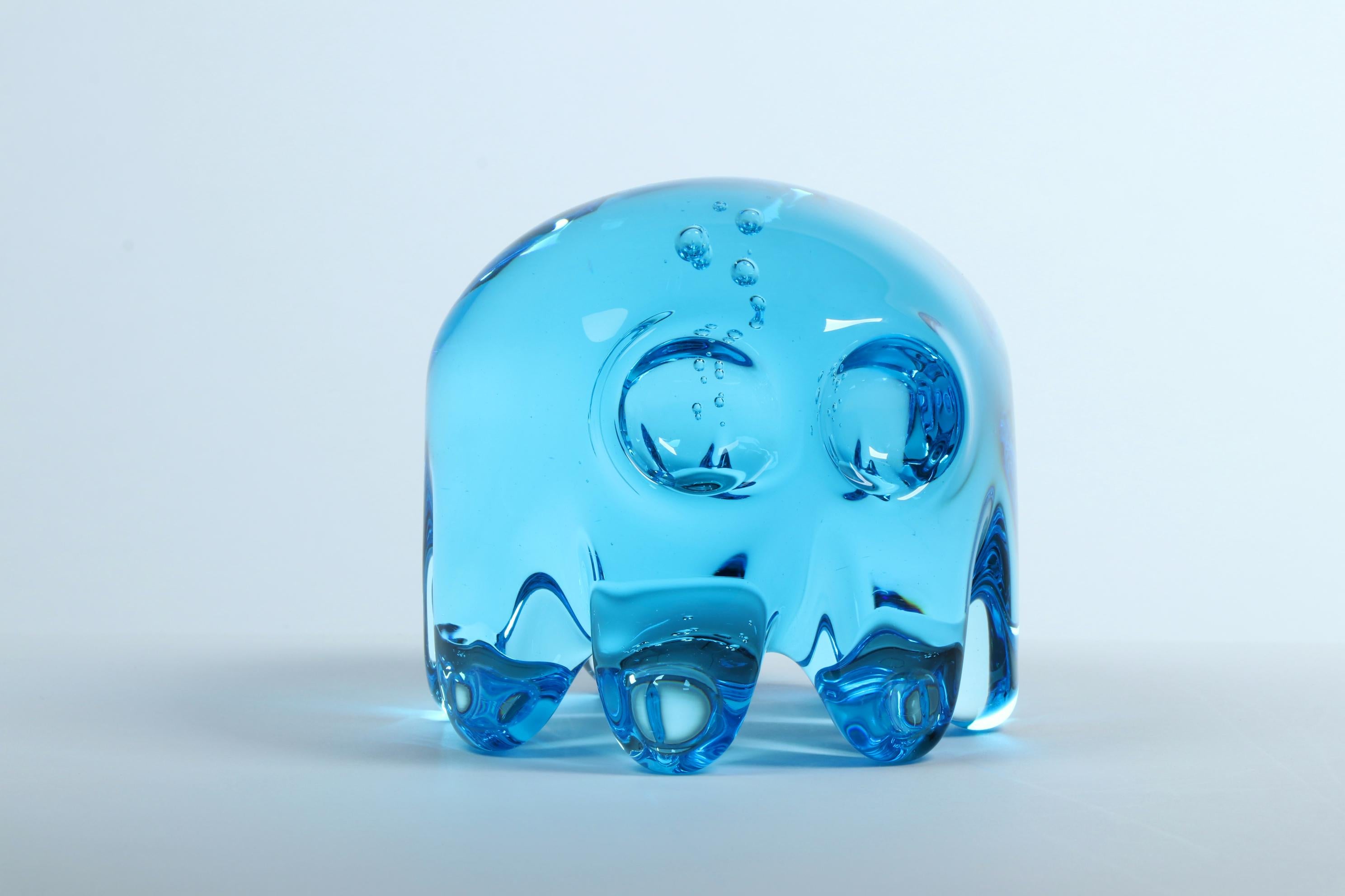 Small Blue Pac-Man Ghost - Glass Sculpture by Dylan Martinez For Sale ...
