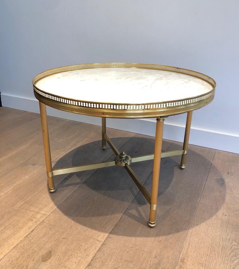 Small Brass Coffee Table or Side Table with White Marble Top For Sale ...