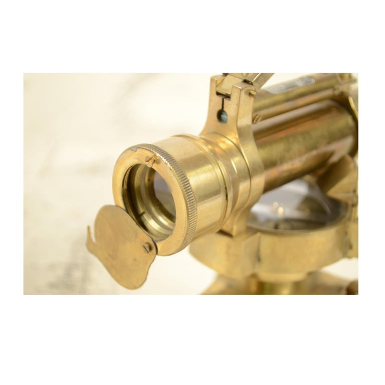 Small Brass English Level with Telescope, 1940s at 1stDibs