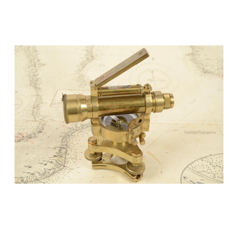 Small Brass English Level with Telescope, 1940s at 1stDibs