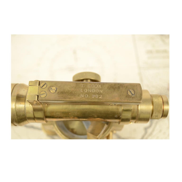Small Brass English Level with Telescope, 1940s at 1stDibs