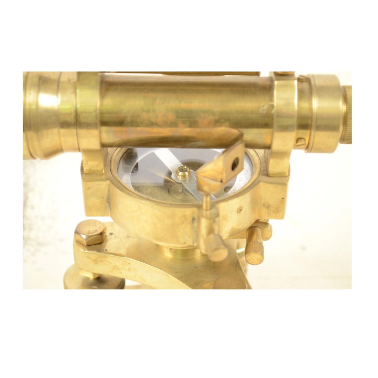 Small Brass English Level with Telescope, 1940s at 1stDibs