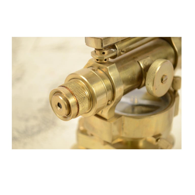 Small Brass English Level with Telescope, 1940s at 1stDibs