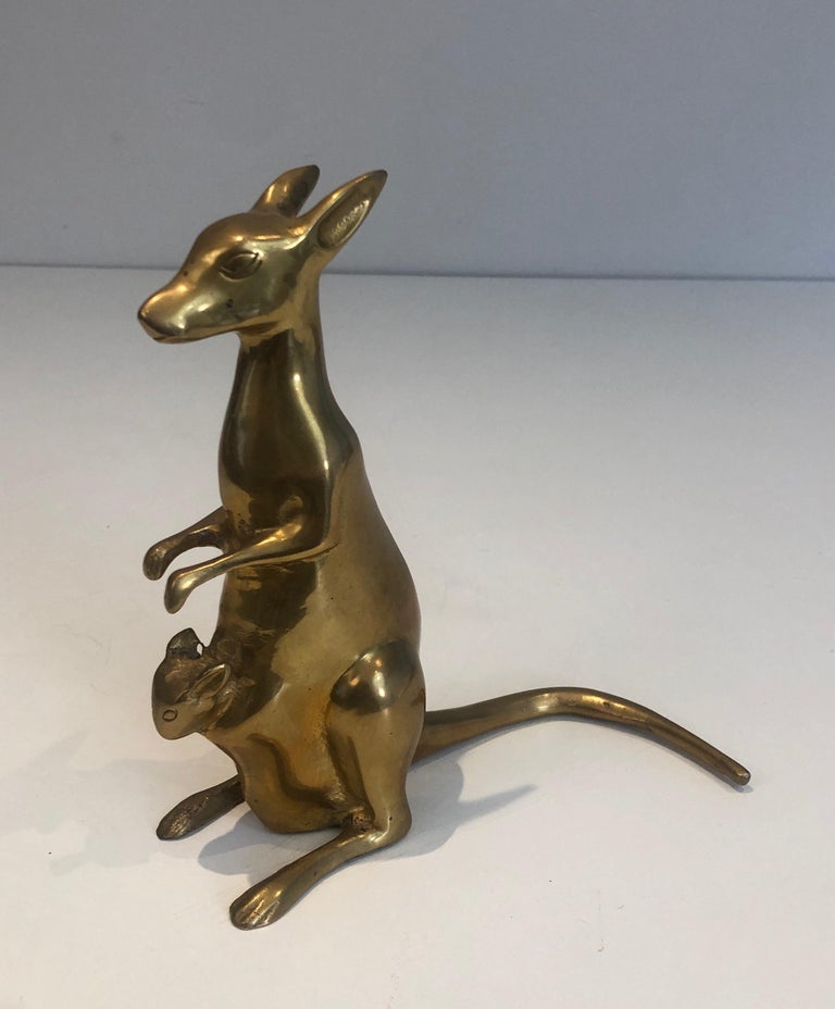 Small Brass Kangaroo Sculpture, French, Circa 1970 For Sale at 1stDibs