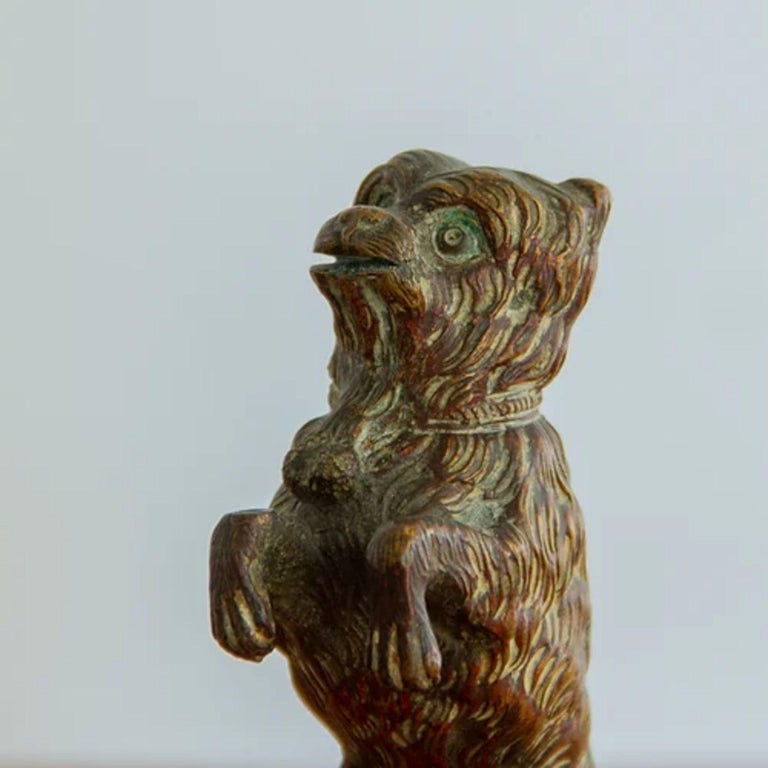 Small Bronze Begging Dog Mascot Sculpture For Sale at 1stDibs