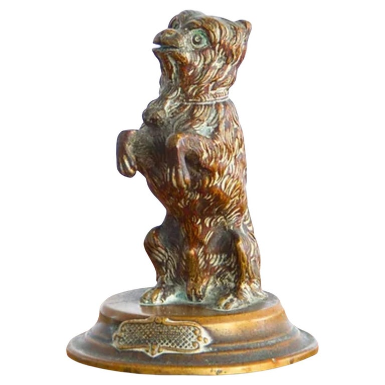 Small Bronze Begging Dog Mascot Sculpture For Sale at 1stDibs