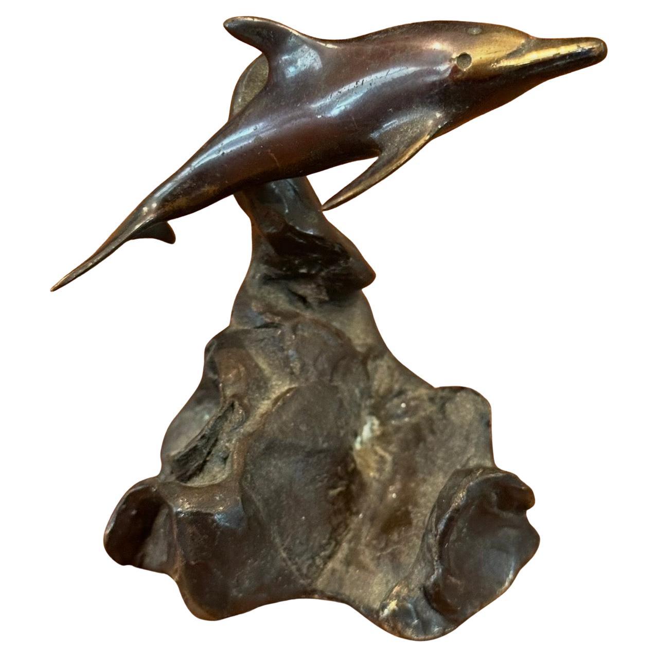 Decorative Bronze Sculpture of a Whale Nautical Modern For Sale at 1stDibs