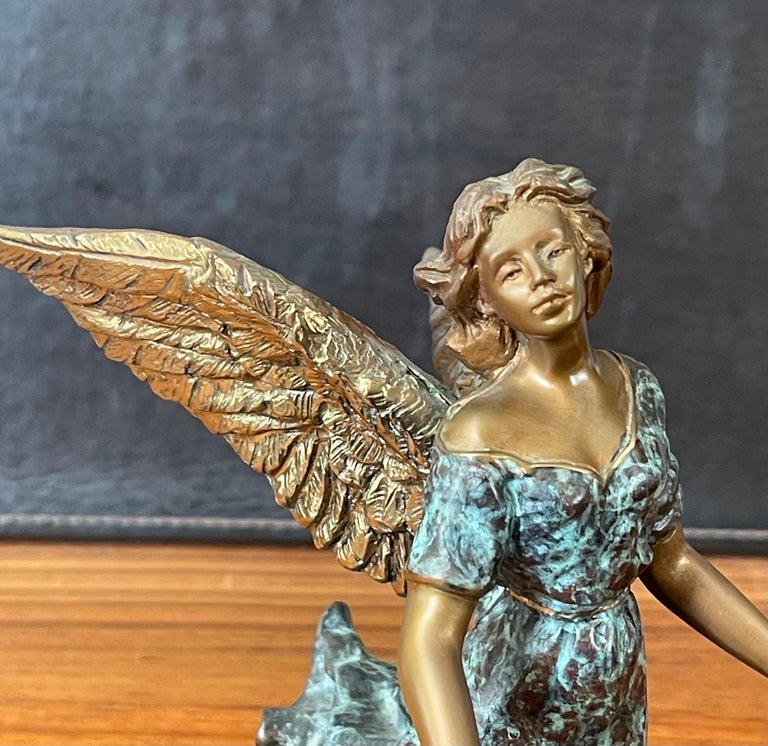 Small Bronze Icarus Sculpture "Blissful Angel" on Marble Base For Sale ...