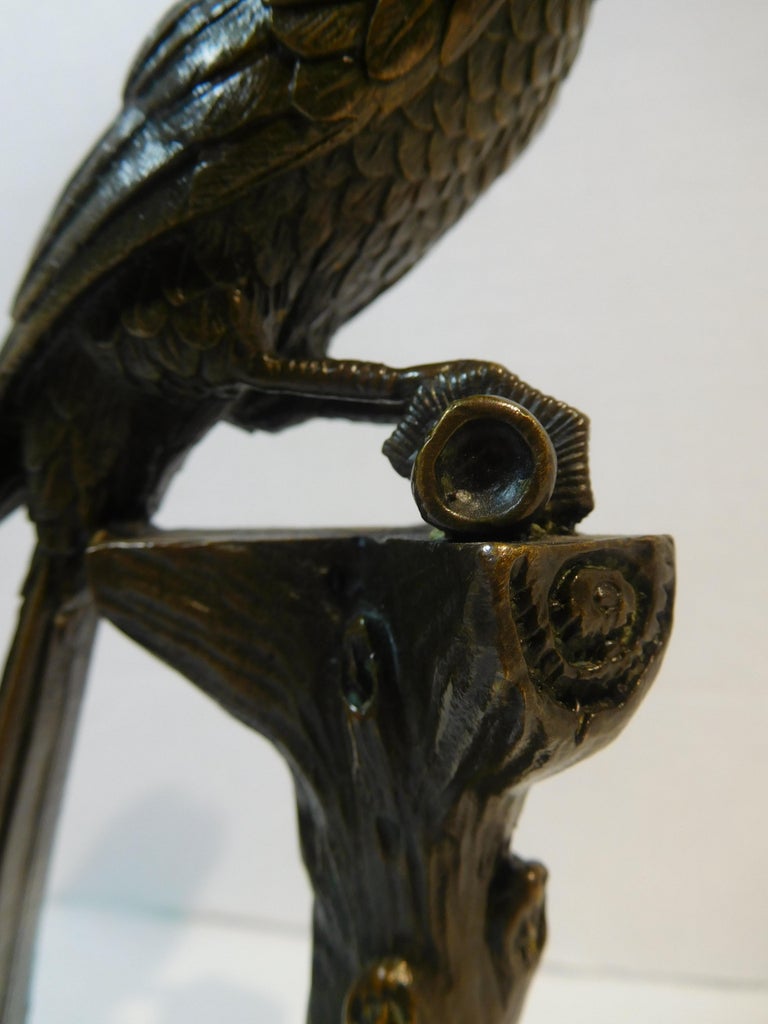 Small Bronze Parrot Sculpture on a Tree-Stump Perch, Austria, circa ...