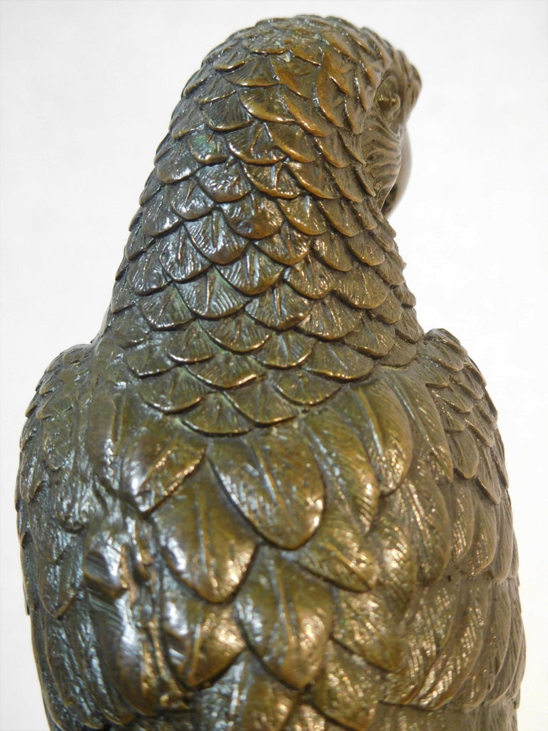 Small Bronze Parrot Sculpture on a Tree-Stump Perch, Austria, circa ...