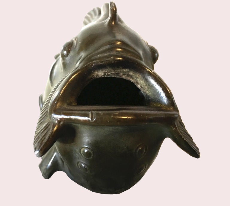 Small Bronze Patinated Grotesque Fish Sculpture by Just Andersen ...