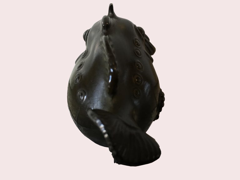 Small Bronze Patinated Grotesque Fish Sculpture by Just Andersen ...