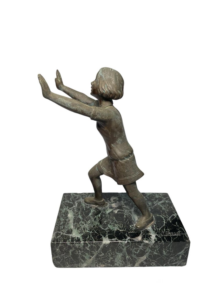 Small Bronze Sculpture Of A Girl Who Is Stretching For Sale at 1stDibs