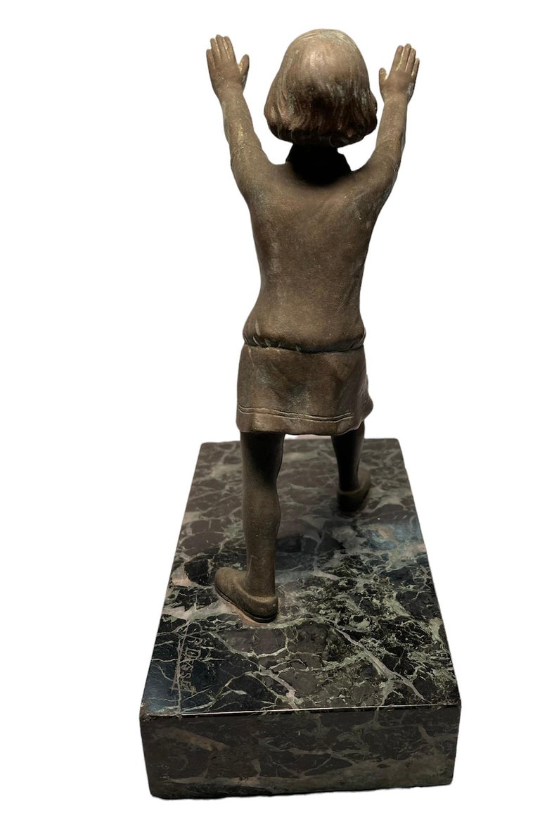 Small Bronze Sculpture Of A Girl Who Is Stretching For Sale at 1stDibs