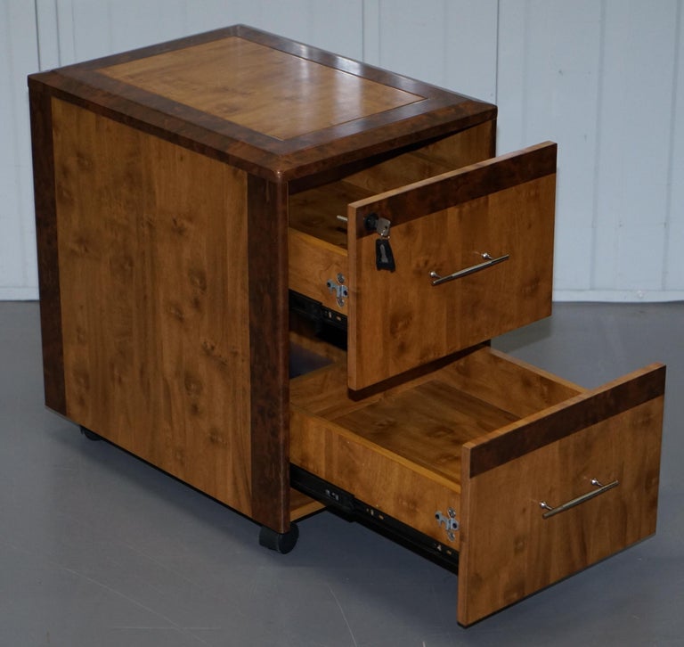 Small Burr Walnut Filing Cabinet Drawers Side Lamp End Wind Table Part ...