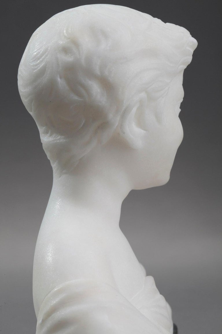 Small Bust Representing a Young Boy in Alabaster For Sale at 1stDibs