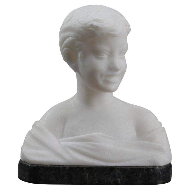 Small Bust Representing a Young Boy in Alabaster For Sale at 1stDibs