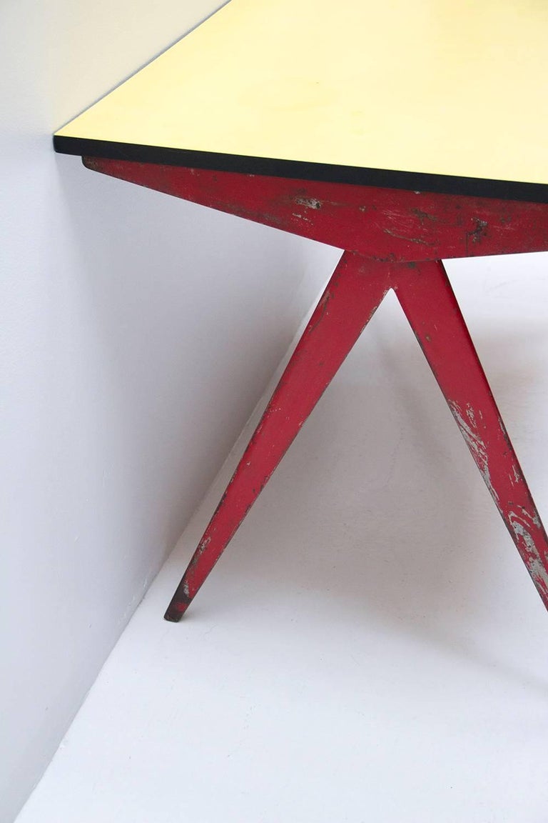 Small Cafeteria Table a.k.a "Compas" Designed by Jean Prouve, circa ...