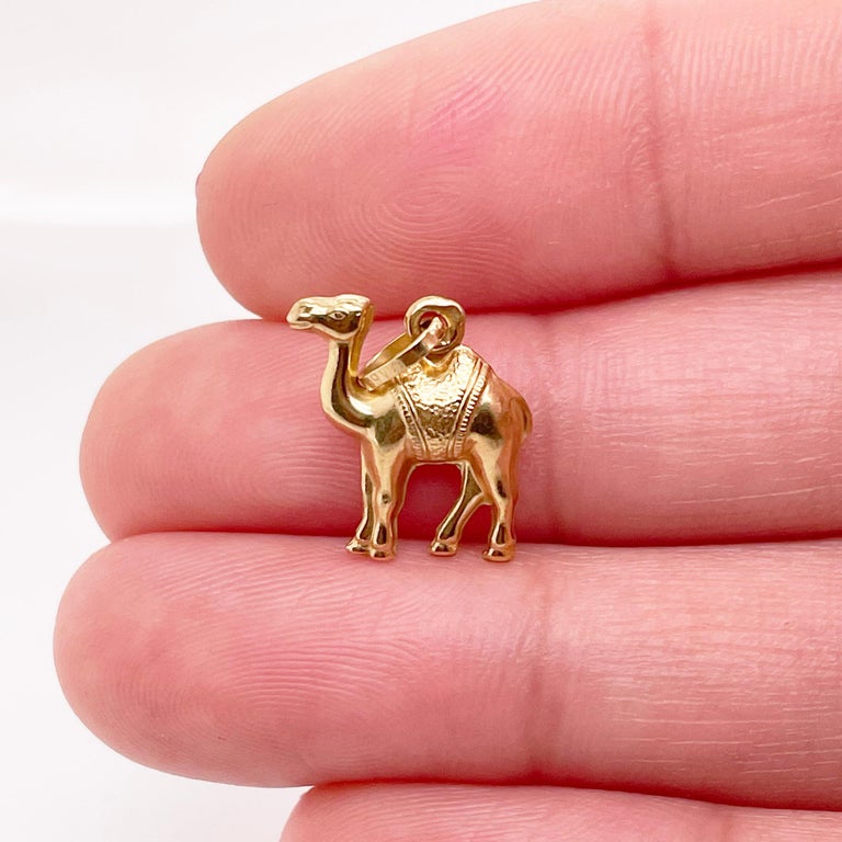 Small Camel Charm Three Demensional and Hollow 14K Yellow Gold, Camel ...